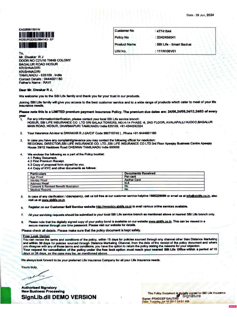 Policy SBI 2024 | PDF