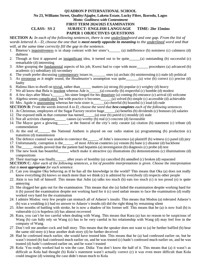 SS2 ENGLISH | PDF | Breastfeeding