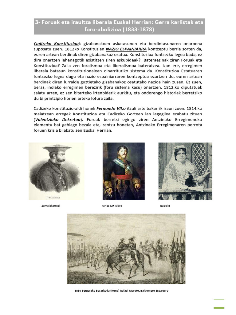 3.GAIA FORUAK ETA IRAULTZA LIBERALA EUSKAL HERRIAN GERRA KARLISTAK ETA FORU-ABOLIZIOA (1833-1878 ...