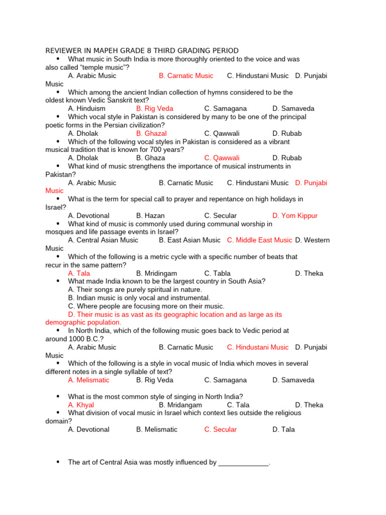 Reviwer in Mapeh Grade 8 Third Grading Period | PDF | Infection ...