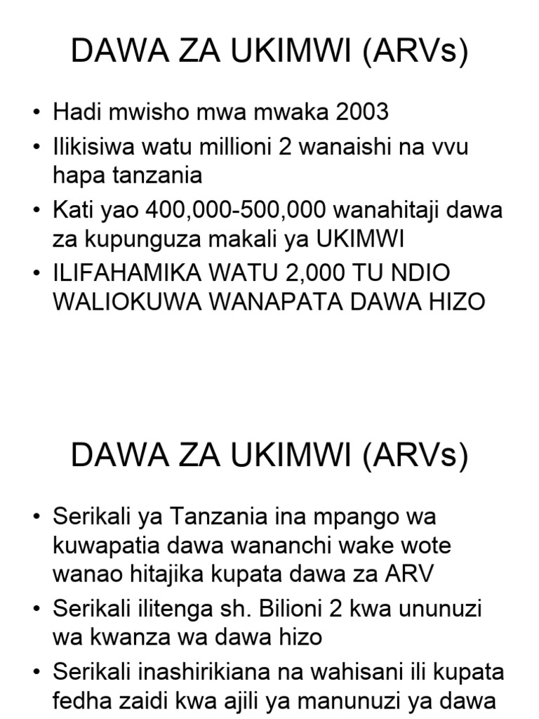 Dawa Za Ukimwi (Arvs) | PDF