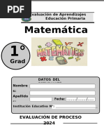Prueba Escrita de Matemática 1er Grado PRIMARIA 2024 Día Escolar de Las Matemáticas | PDF