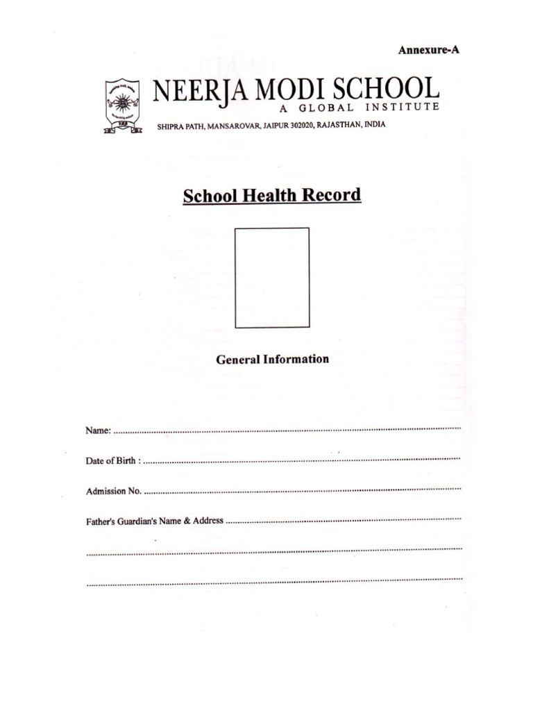 School Health Record | PDF