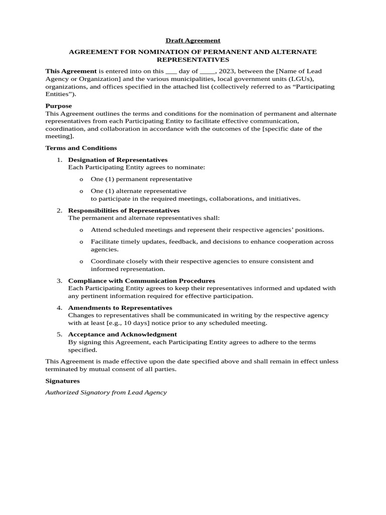 AGREEMENT & LETTER (DRAFT) | PDF