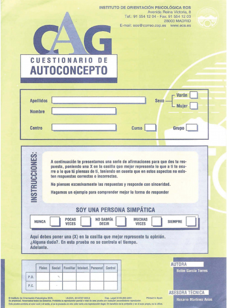 Cuadernillo Cuestionario (CAG) (Form. Alt. A) | PDF