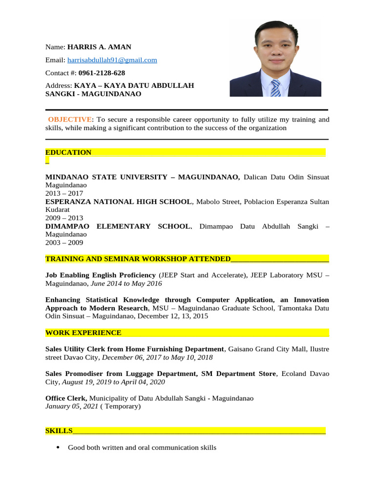 Harris A. Aman Resume Overview | PDF