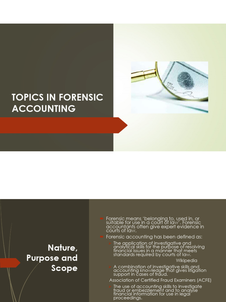 Topics in Forensic Accounting | PDF | Audit | Bribery