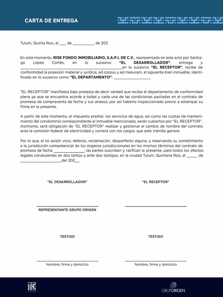 CARTA DE ENTREGA | PDF
