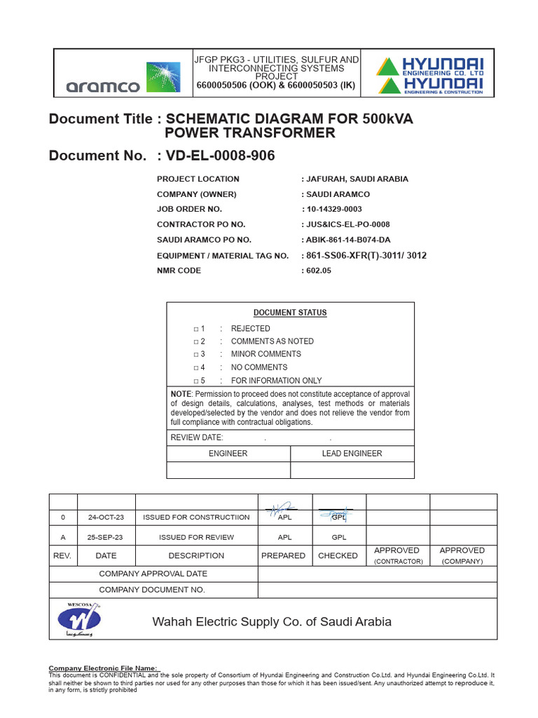 VD-EL-0008-906_0_SCHEMATIC DIAGRAM FOR 500KVA ;861-SS06-XFR(T)-30113012 ...