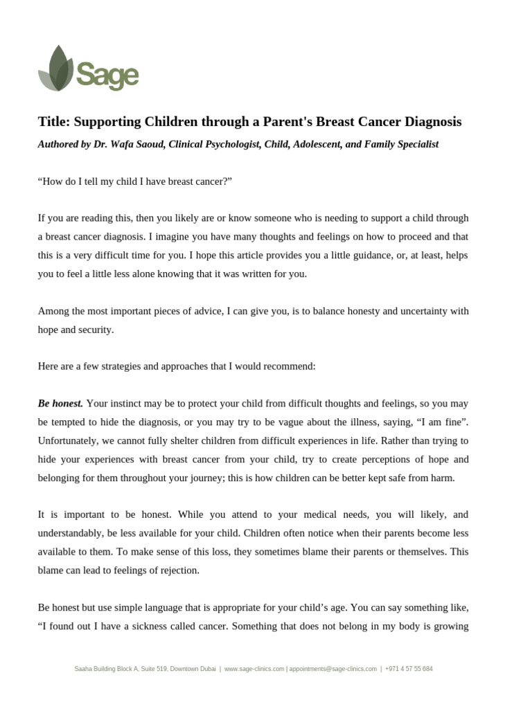 How To Support A Child With A Parent's Diagnosis - File3 - E | PDF ...