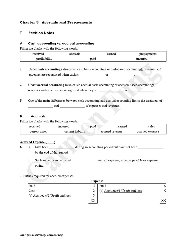 Note - Accruals & Prepayment | PDF | Deferral | Accrual