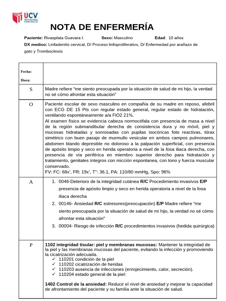 Copia de SOAPIE NIÑO II (2) | PDF | Herida | Ansiedad