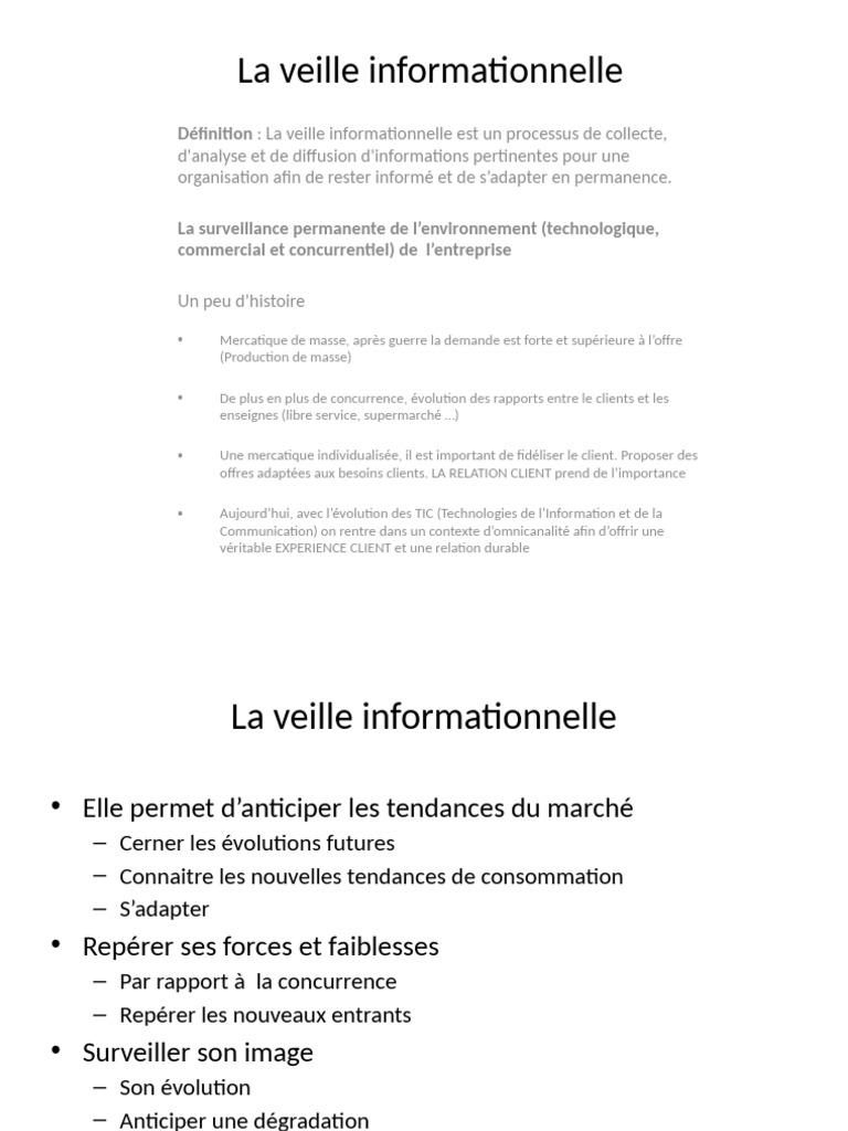 5ème Cours La Veille Informationnelle | PDF | Commercialisation | Business