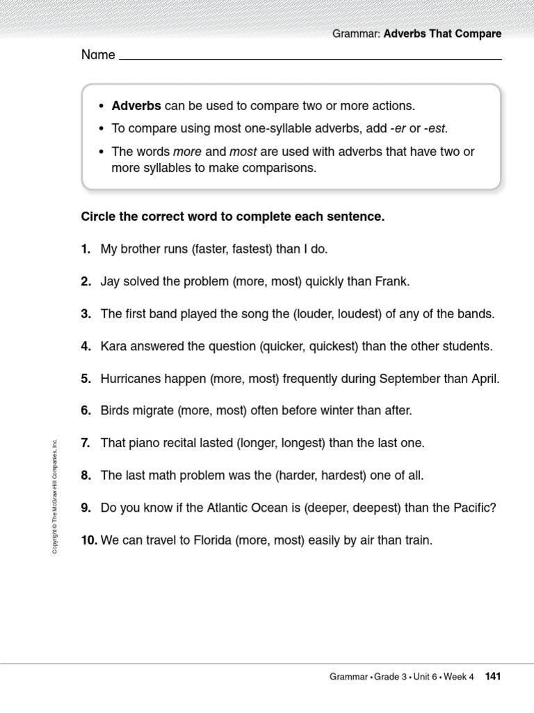 Wonders Grammar Reproducibles Grade 3 - 149 | PDF