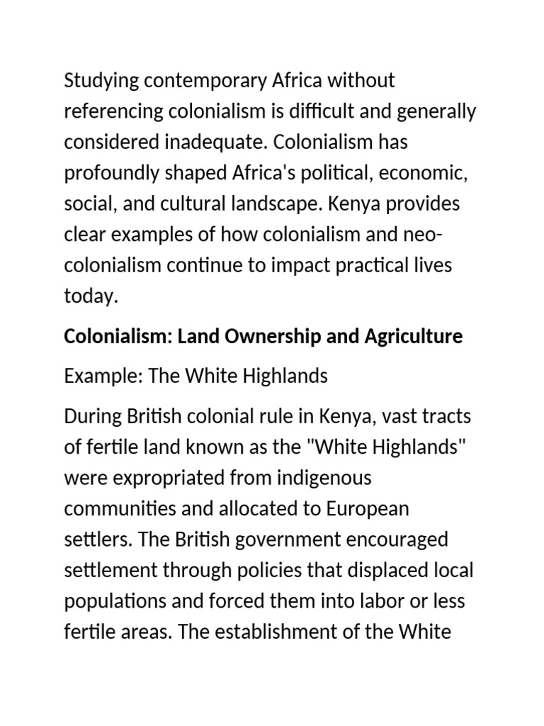 COLONIALISM | PDF | Kenya | Colonialism