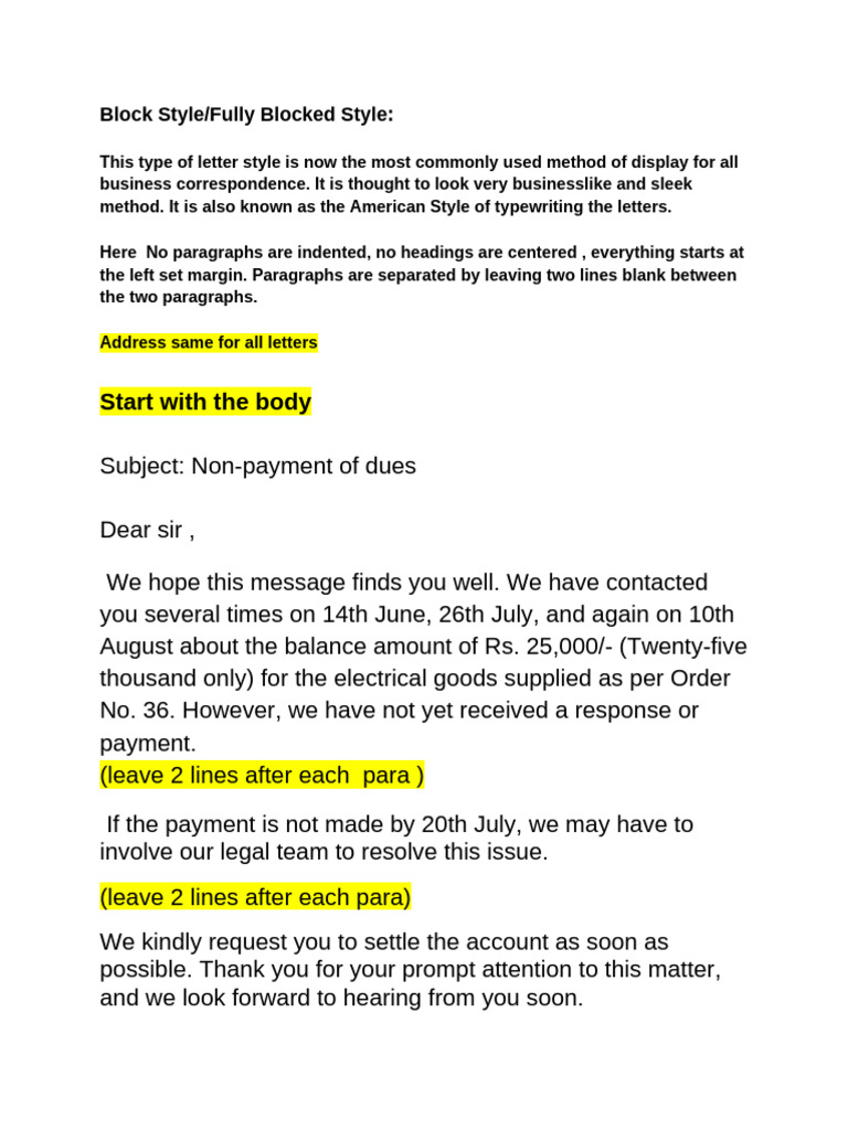 Block Style - Fully Blocked Style - Typography | PDF