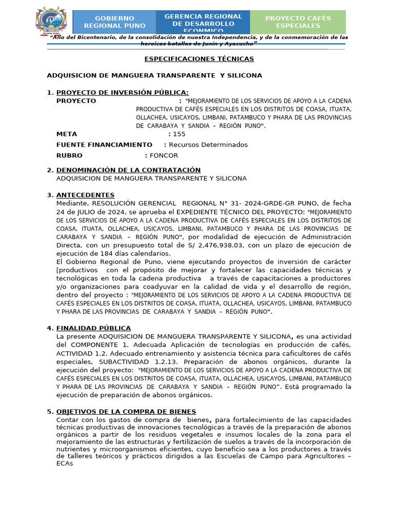 Lucho ESPECIF MANGERA SILICONA) | PDF | Fertilizante