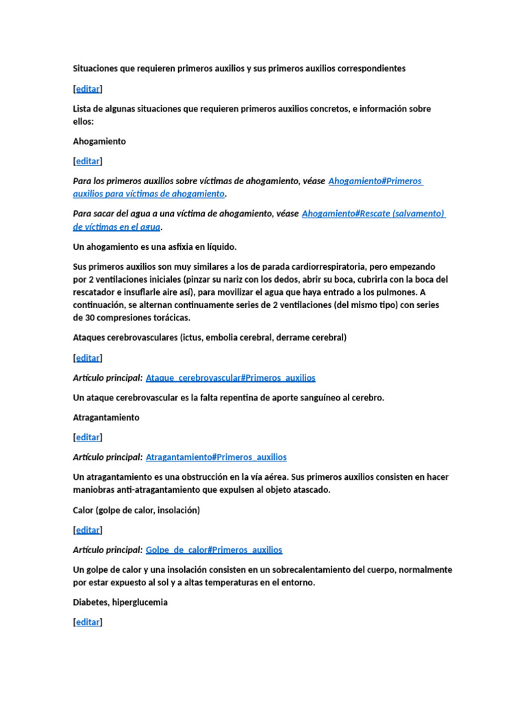SITUACIONES QUE REQUIERON PRIMEROS AUXILIOS | PDF