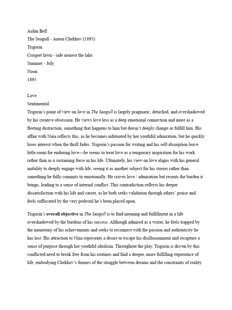 Bell. Aidan Group B (The Seagull - Trigorin) -2 | PDF | Love | Anton ...