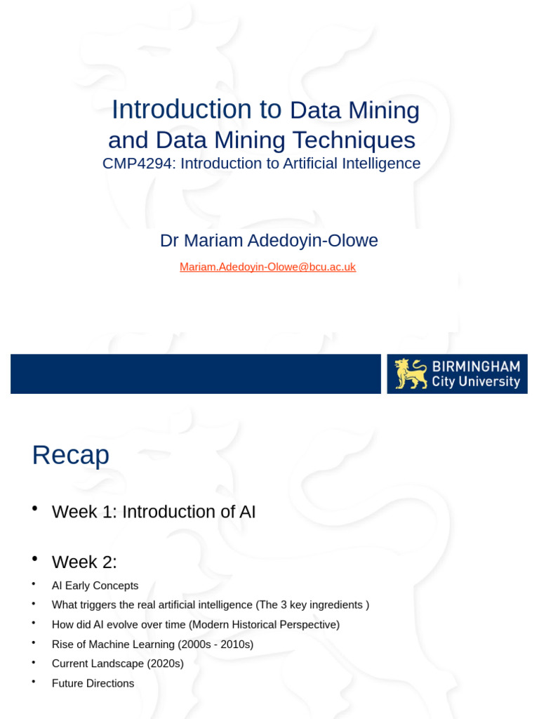 Week 4 - Introduction To Data Mining and Data Mining Techniques | PDF | Data Mining | Time Series