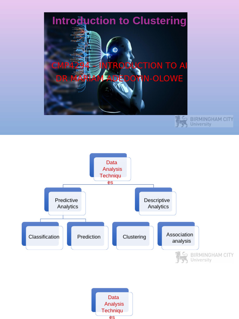 Week 10 Lecture Introduction To Clustering 1 Pdf Cluster Analysis Artificial Intelligence