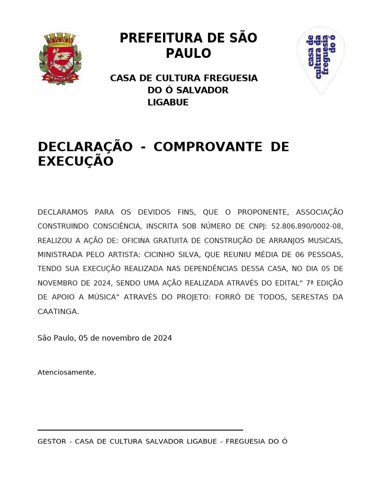 Modelo de Declaração | PDF
