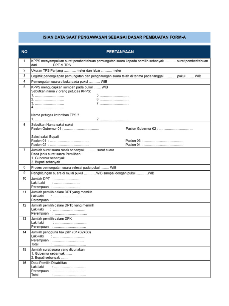 Isian Form A | PDF