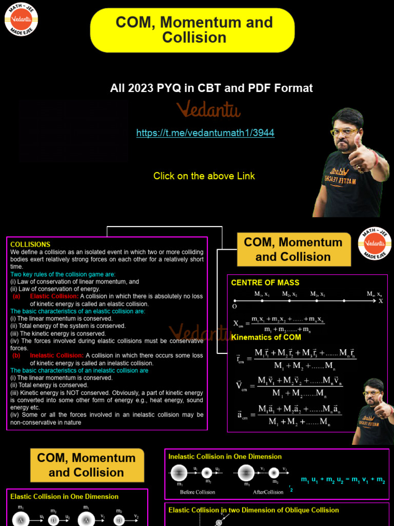 COM, Momentum and Collision | PDF | Collision | Momentum