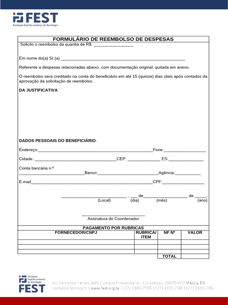 FORMULARIO DE REEMBOLSO VERSAO FINAL 02 05 23ok | PDF