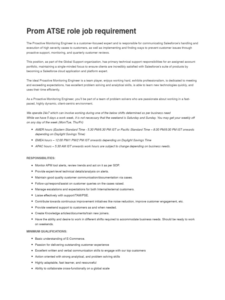 Proactive Monitoring Engineer Job Overview | PDF | Cognition | Learning