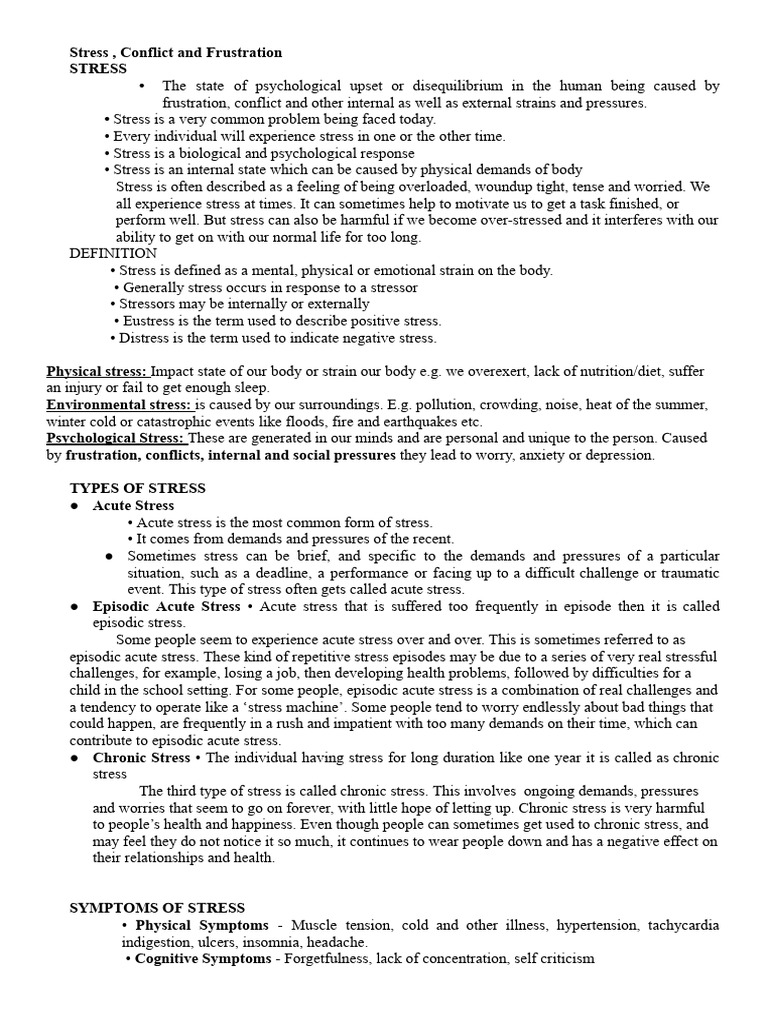 Unit 5.1 Stress Conflicts and Frustration Notes.docx | PDF | Stress ...