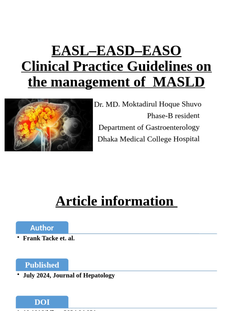 Easl–Easd–Easo- Masld 2024 Dr. Shuvo | PDF | Bariatric Surgery | Causes ...