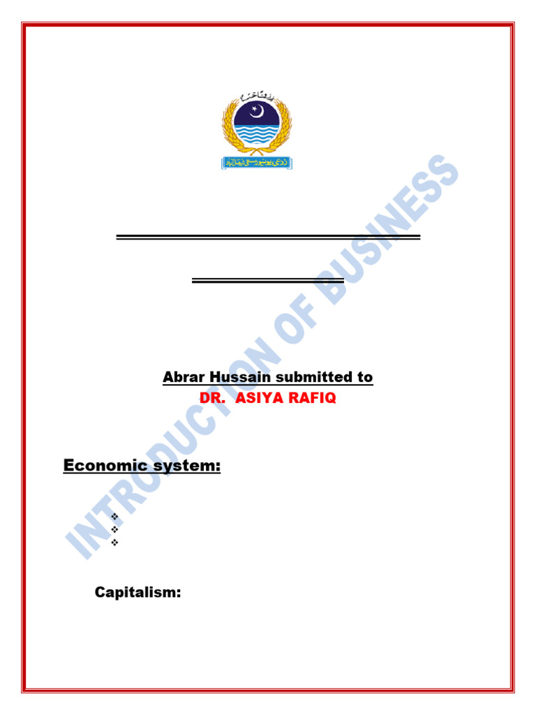 Introduction of Buiness Ass 1-1 | PDF | Capitalism | Economics