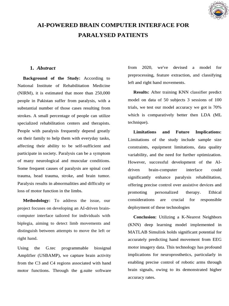 Ai Powred Brain Computer Interface For Paralysed Patients | PDF ...
