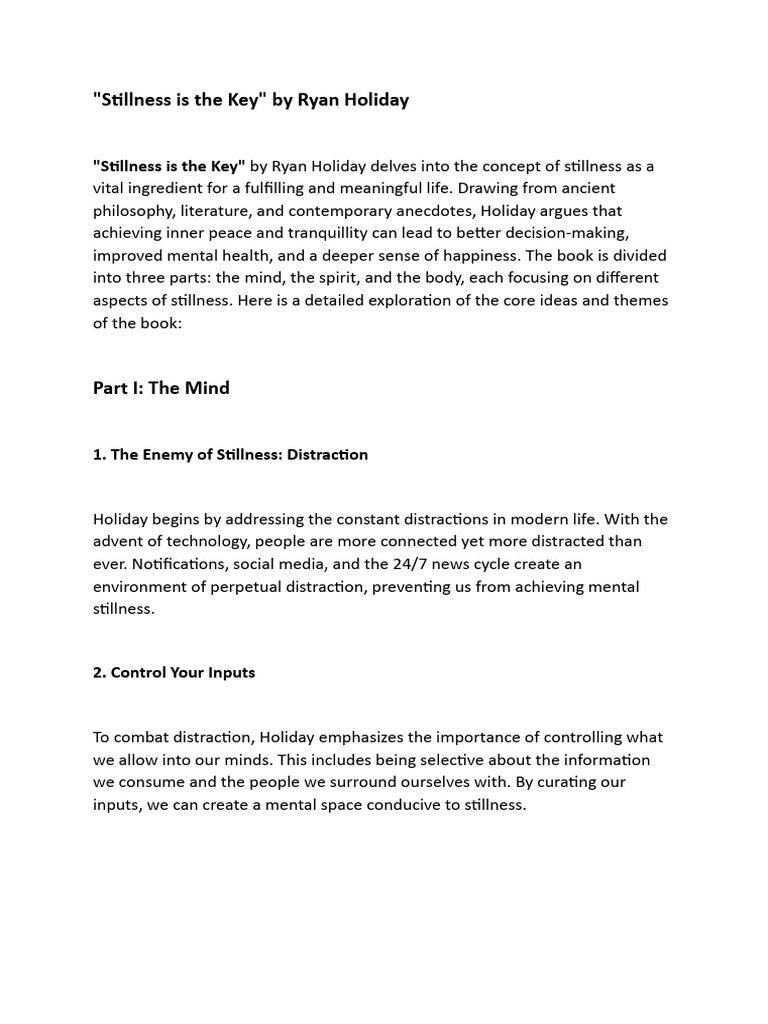 Stillness is the Key | PDF | Stoicism | Disciplines