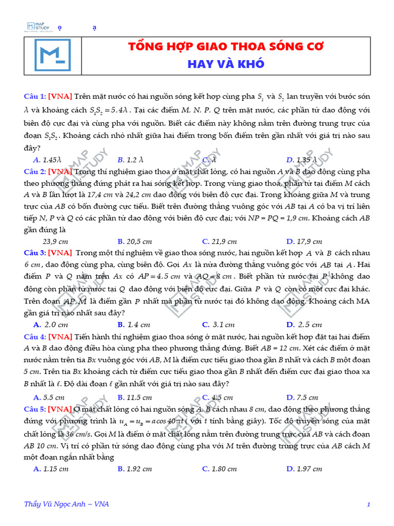 Tổng hợp Giao Thoa Sóng Cơ hay và khó | PDF