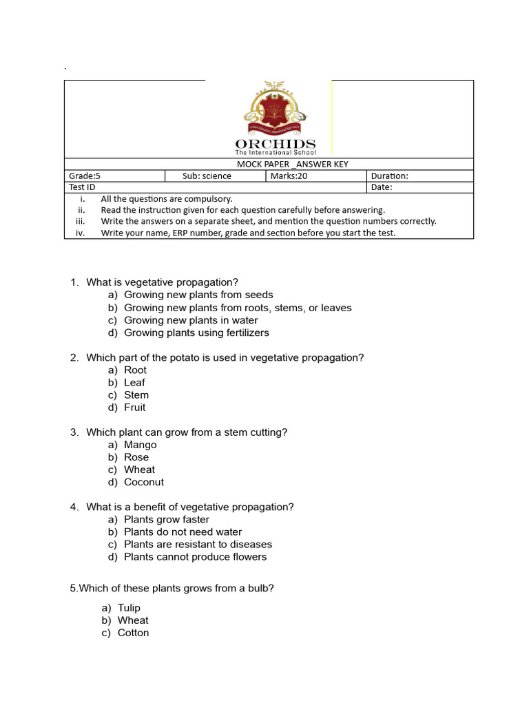 1732976446_Mock_Paper_grade_5_Question | PDF | Plants | Agriculture