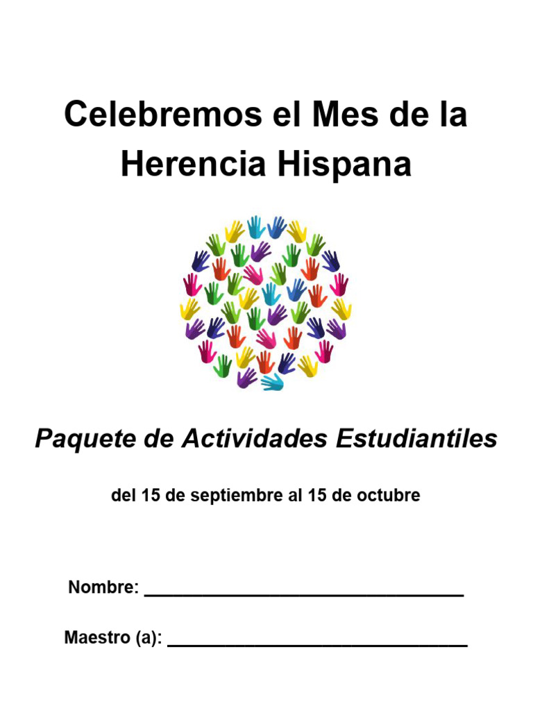 Spanish Hispanic Heritage Month Student Activities Packet 2 | PDF