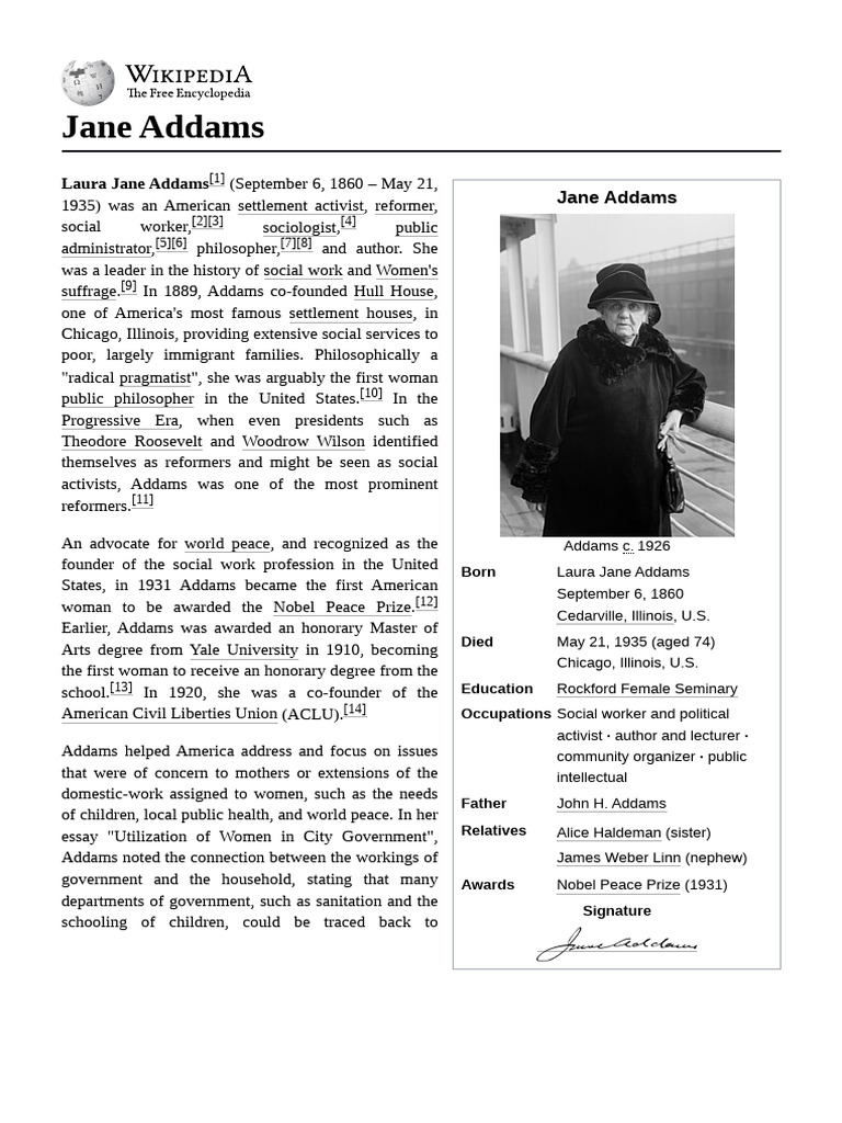 Jane Addams | PDF