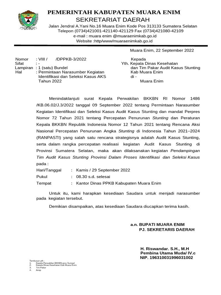 Surat Undangan Narsum Audit | PDF