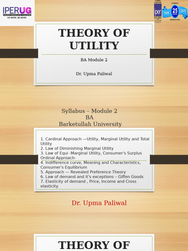 Unit Utility Module 2 M.E Iper PPT | PDF | Price Elasticity Of Demand ...