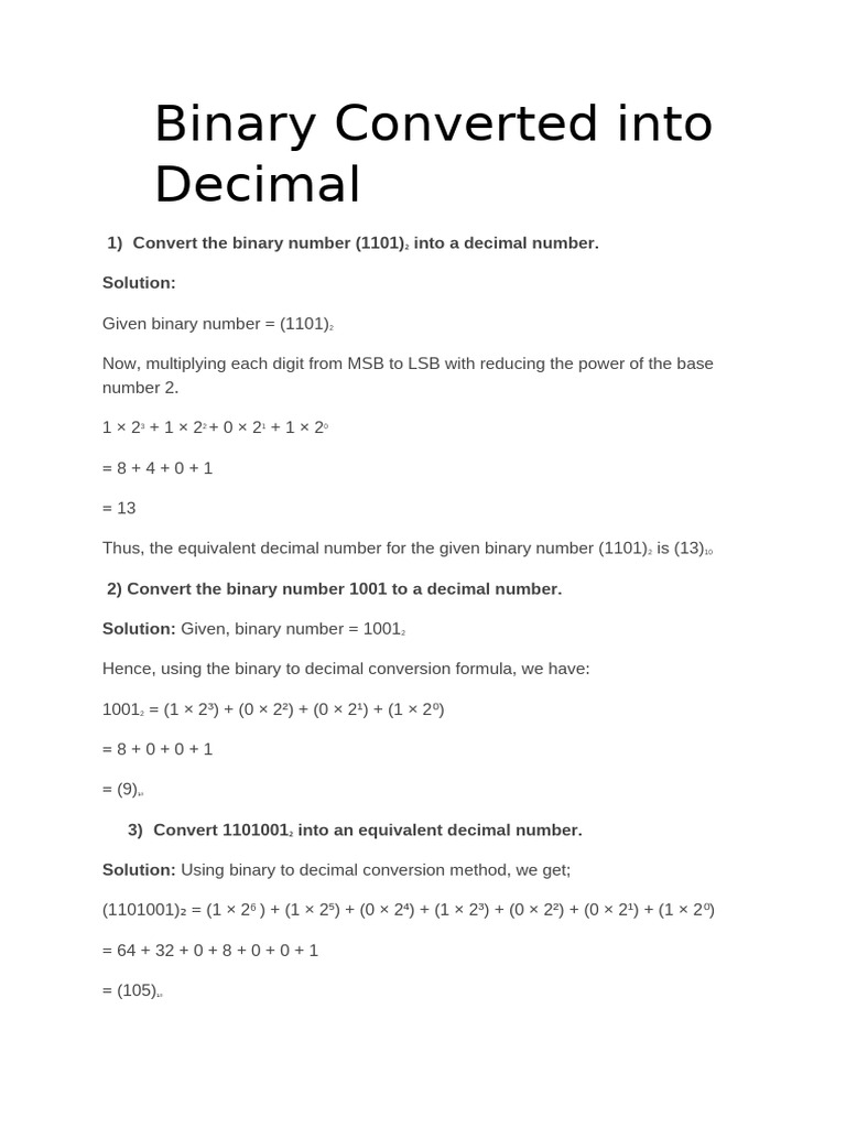 Binary Converted Into Decimal | PDF | Lexicology | Encodings