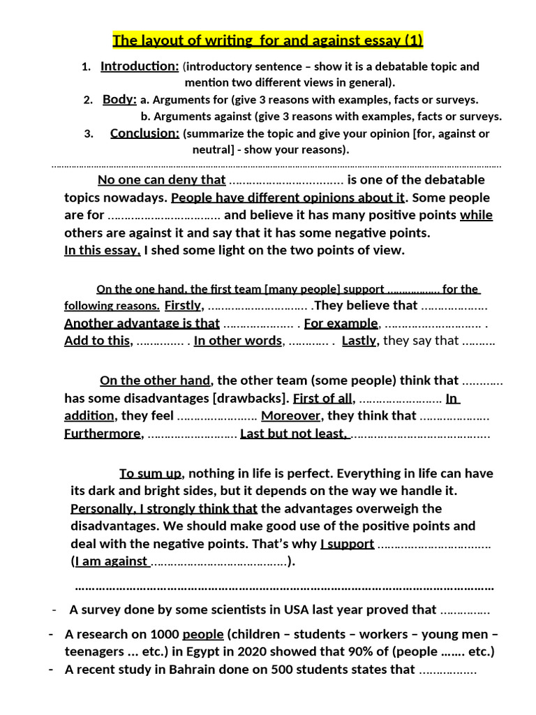 301 Template For and Against 2020 B | PDF