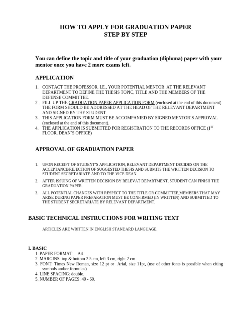 Graduation Paper Application Guide | PDF | Thesis
