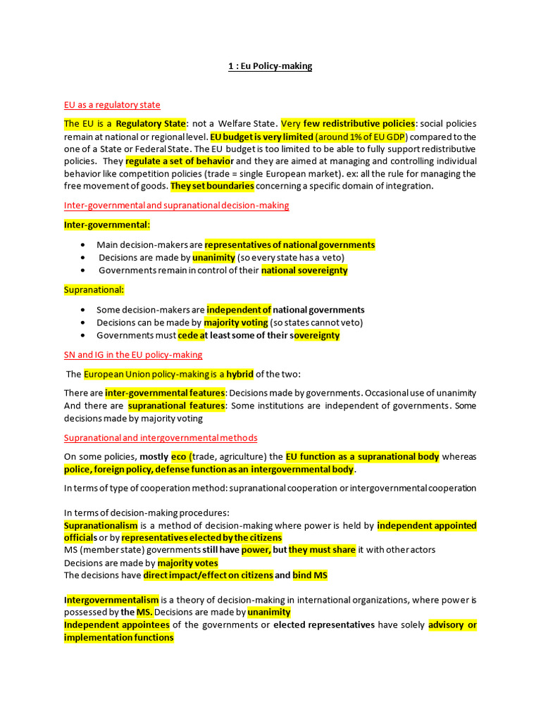 Eu Policy Making Cm | PDF | European Union | European Court Of Justice