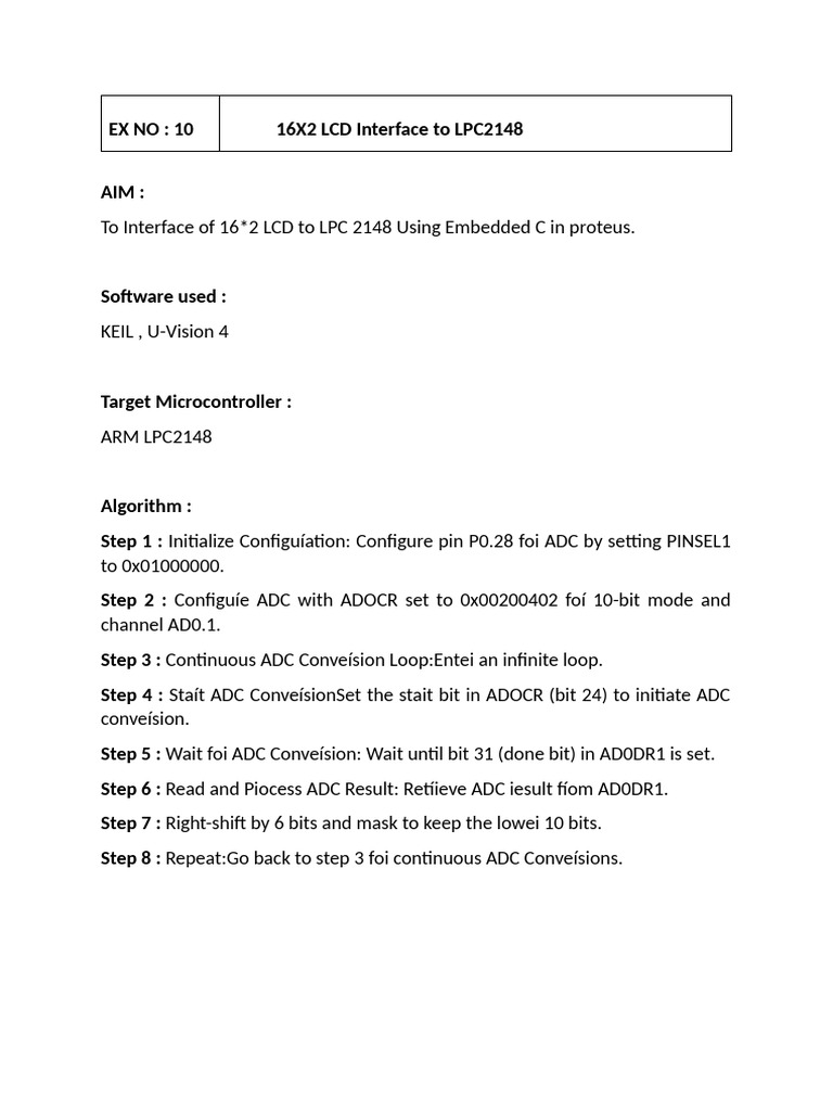 16x2 LCD Interface with LPC2148 Guide | PDF