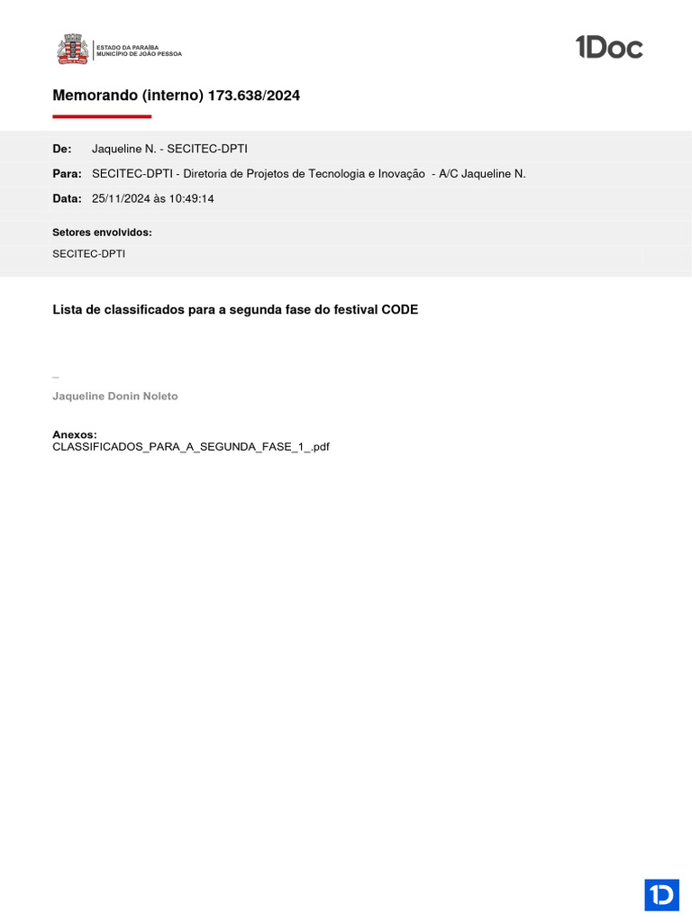 Emissao 7FE1AC730DC551F5A0FE6DE9 Memorando Interno 173 638 2024 | PDF