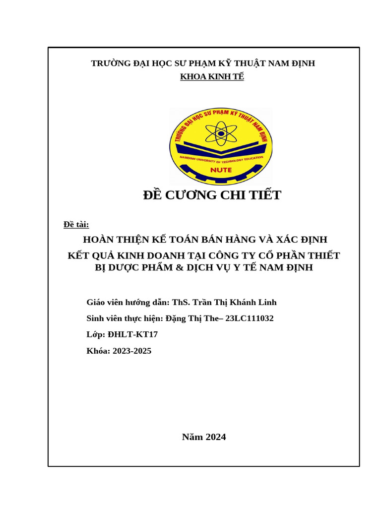 Đề cương chi tiet | PDF