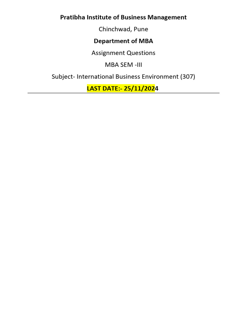 1.Caselet Assignment CIE 2 International Business Environment | PDF