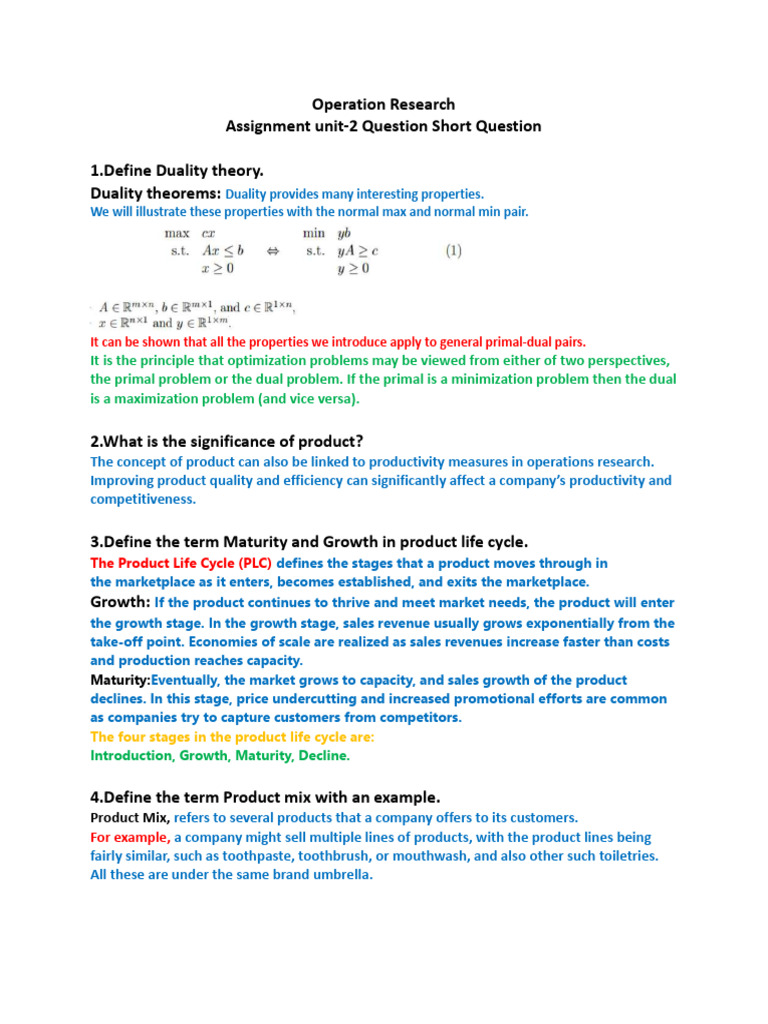 Operation Research - 2 | PDF | Mathematical Optimization | Linear Programming